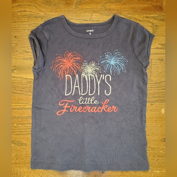 Carter's | Shirts & Tops | Carters Girls 5 Blue Daddys Little Firecracker Fireworks 4th Of July ...
